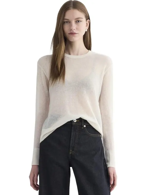 Everlane Relaxed Fit Crew Neck Top - Birch