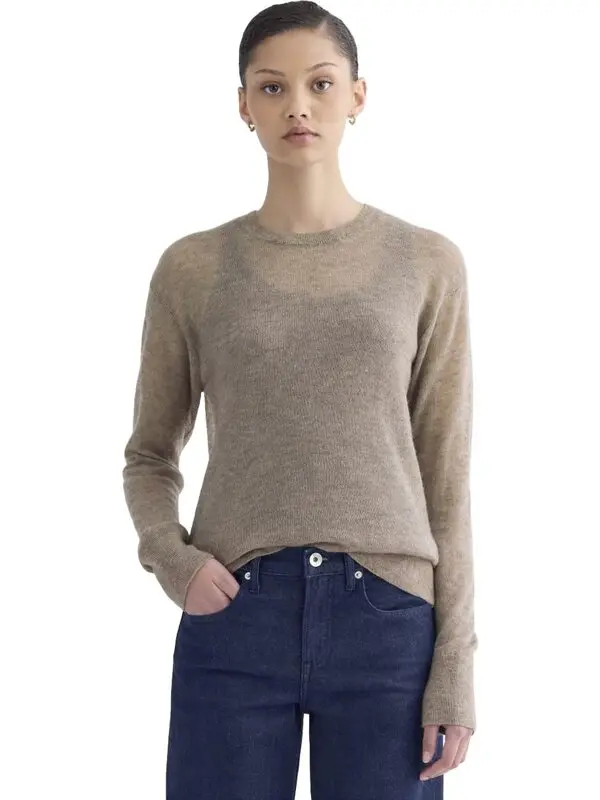 Everlane Air Alpaca™ Relaxed Crew Neck Sweater Top - Heathered Chocolate Chip