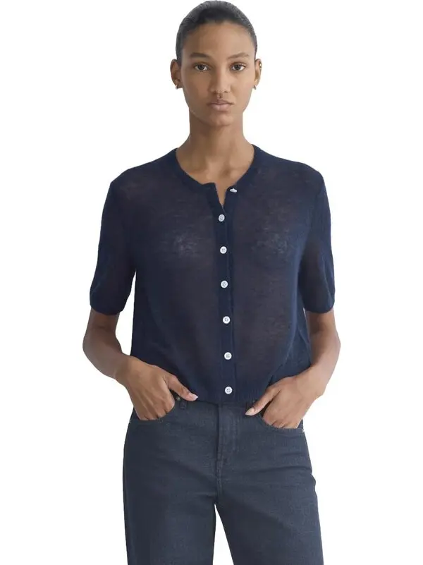 Everlane Air Alpaca™ Short-sleeve Cardigan - Navy