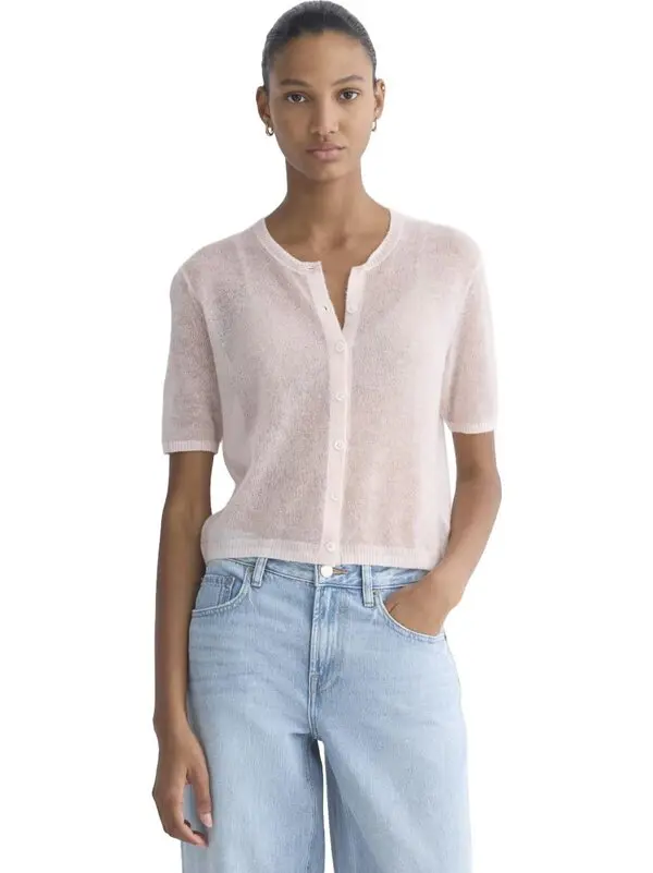 Everlane Air Alpaca™ Short-sleeve Cardigan - Soft Pink