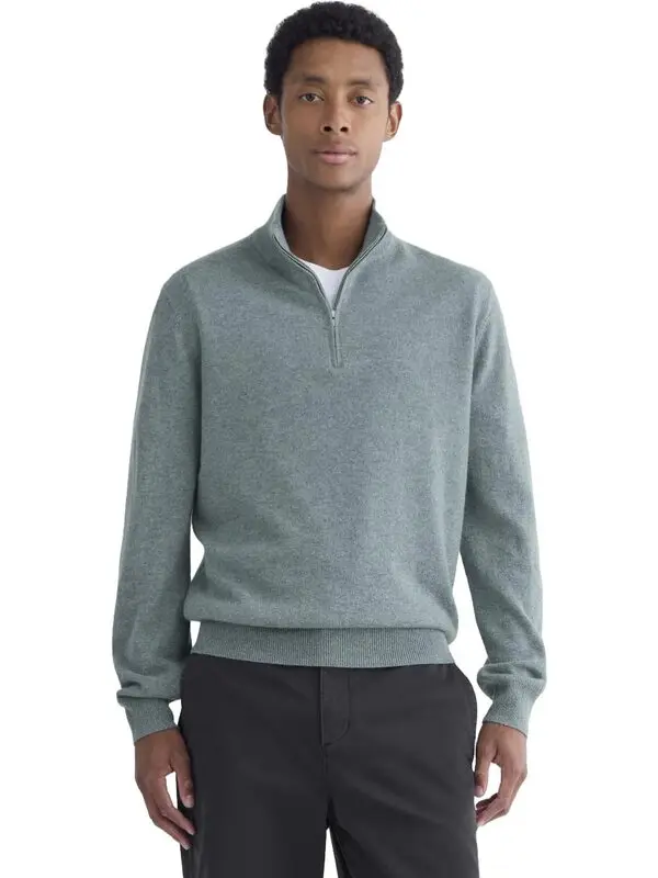 Everlane Cashmere Quarter Zip Sweater - Denim Blue