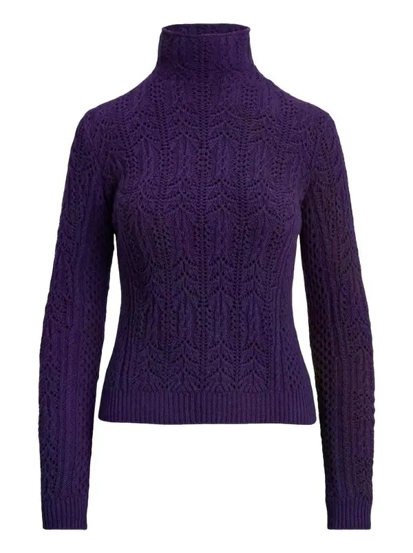 Ralph Lauren Pointelle Funnel-neck Sweater - Purple