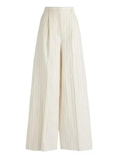 Max Mara Wide-leg Pinstriped Pants - White