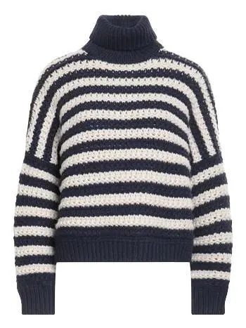Brunello Cucinelli Turtleneck Virgin Wool, Cashmere, And Silk Top - Blue