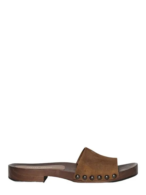 Miu Miu Suede Clogs - Brown
