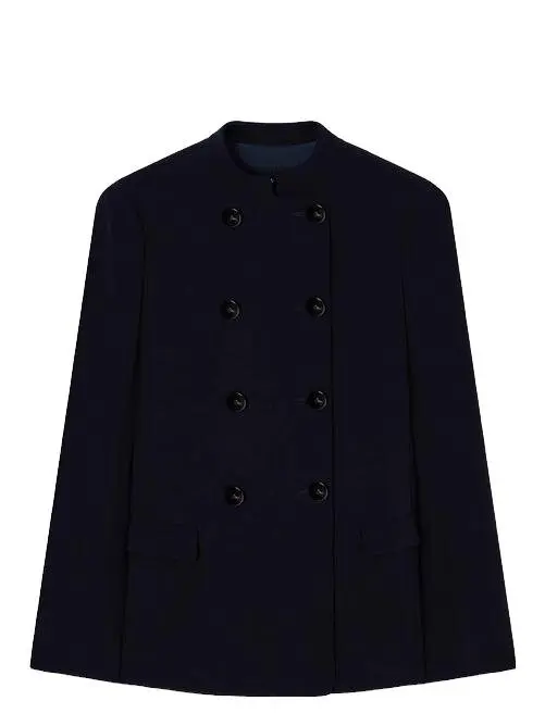 Giorgio Armani Double-breasted Jacket In Stretch Virgin Wool - Black