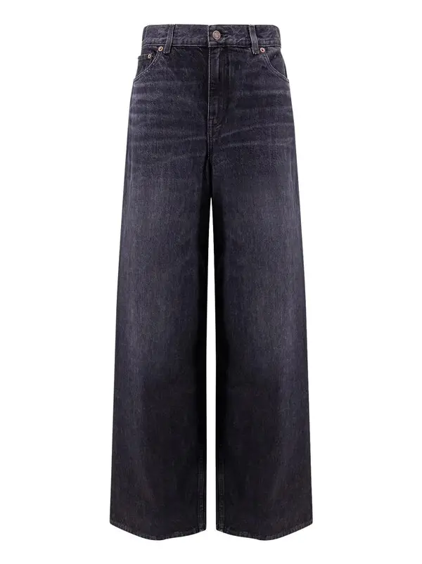 Chloé Flared High-waisted Jeans With Leather Logo Tag - Black