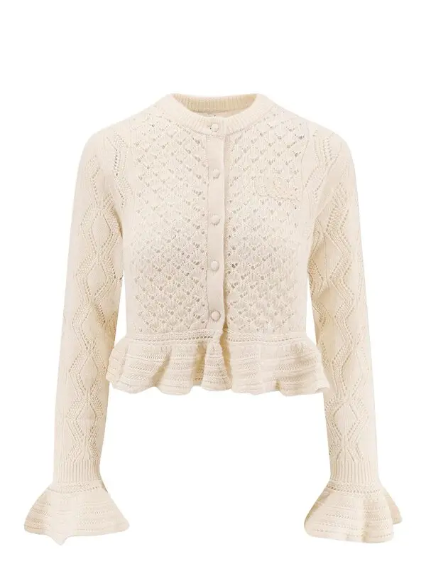 Chloé Cardigan With Rouches - White