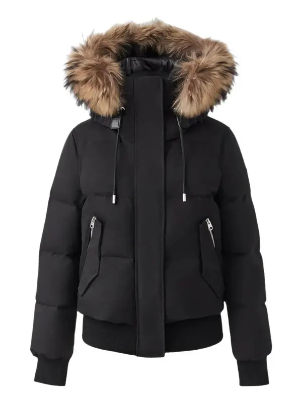 Mackage Nefi-f Down Bomber Jacket With Fur Trim - Black