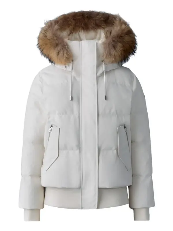 Mackage Nefi-f Down Bomber Jacket With Fur Trim - Cream