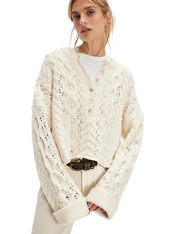 Free People Cable-knit Cardigan - Cream