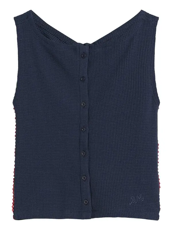 DAMSON MADDER Devon Pointelle Polo Top - Navy