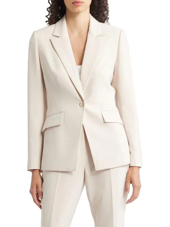 Elie Tahari The Ashton Ruched Back One-button Blazer - Gold Straw