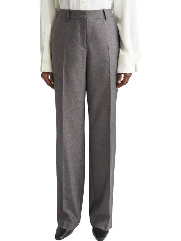 Lafayette 148 New York Gates Wide-leg Wool-blend Trousers - Cinder Multi