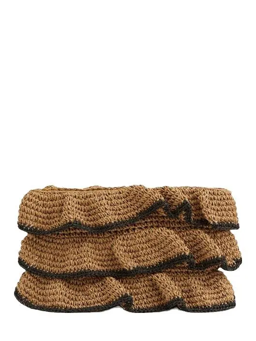 REISS Raya Woven Clutch - Natural