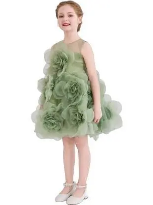 TULLEEN Floral Blooming Flowers Dress - Green