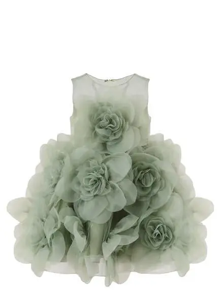 TULLEEN Floral Blooming Flowers Dress - Green