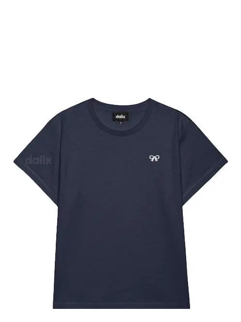 DALIX Bow High Waisted Tee - Navy