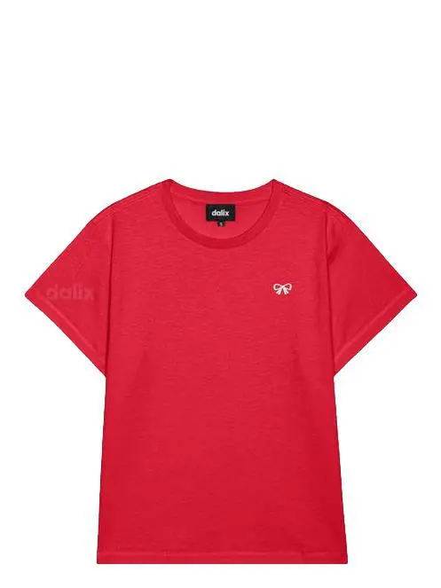 DALIX Bow High Waisted Tee - Team Red