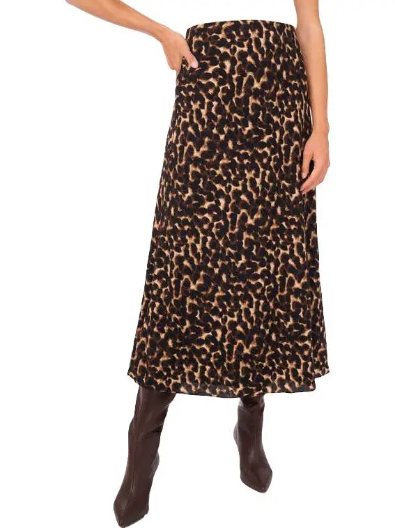 Halogen Leopard Print Brushed Pull-on Maxi Skirt - Nomad Camel