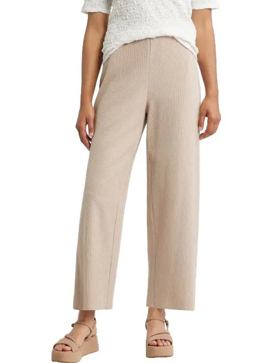Eileen Fisher Organic Cotton Ankle Length Straight Leg Pants - Wheat