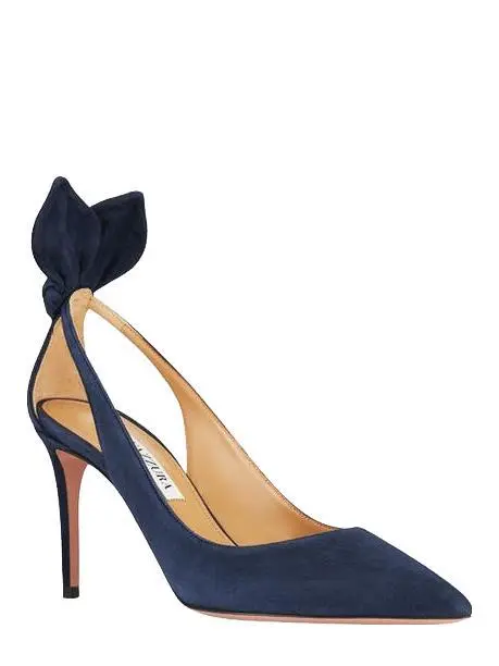 AQUAZZURA Bow Tie Pointed Toe Pump - Mezzanotte