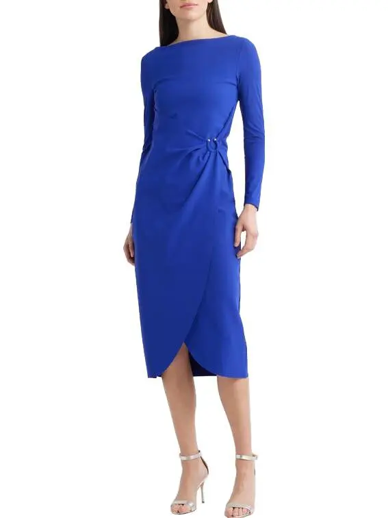 Chiara Boni La Petite Robe Gekko Long-sleeve Midi Dress - Blue Violet