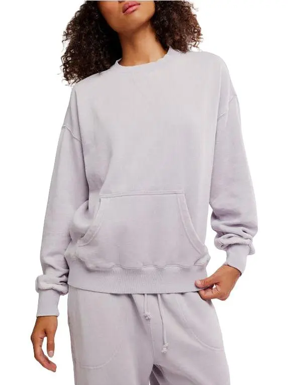 Free People Intimately Fp Slow It Down Oversized Cotton-blend Sweatshirt - Lilac Marble