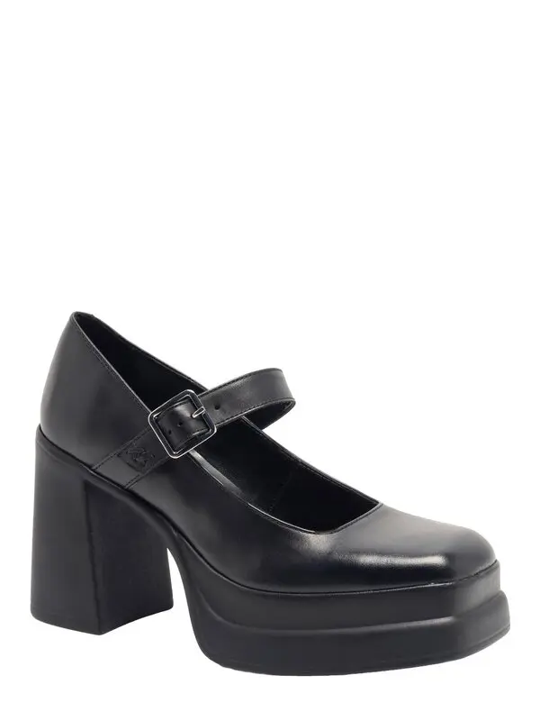 Free People Marais Platform Mary Jane Pump - Black Leather