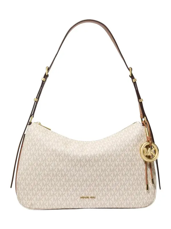 Michael Kors Nolita Medium Signature Logo Shoulder Bag - Natural