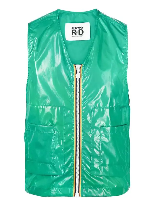 K-WAY Patent Zip-up Gilet - Green