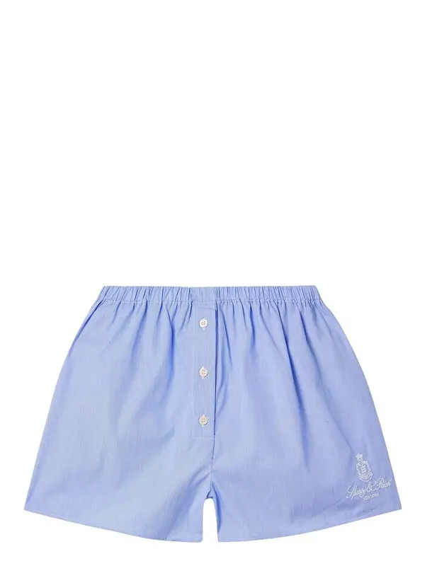 SPORTY & RICH Vendome Pinstriped Cotton-poplin Shorts - Blue