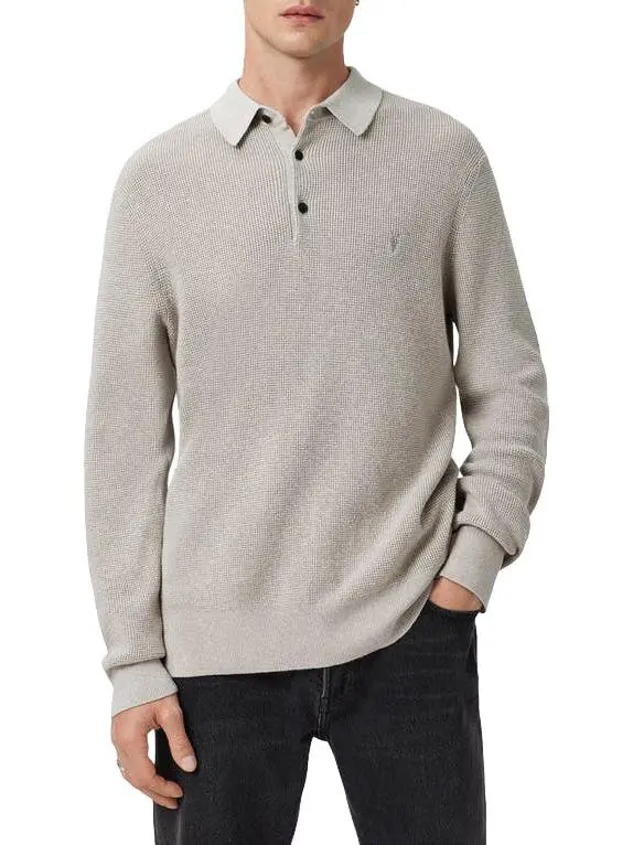 ALLSAINTS Waffle Knit Polo - Light Grey
