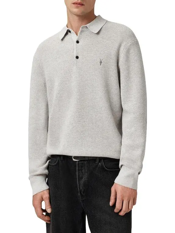 ALLSAINTS Waffle Knit Polo - Moon Grey