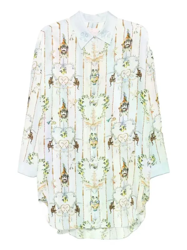 Camilla Graphic-print Silk Shirt - Blue