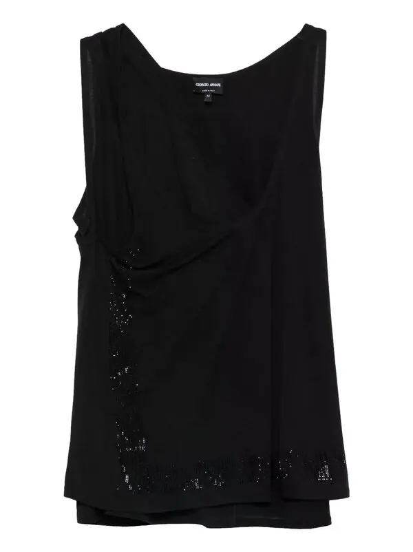 Giorgio Armani Sequin-embellished Sleeveless Top - Black