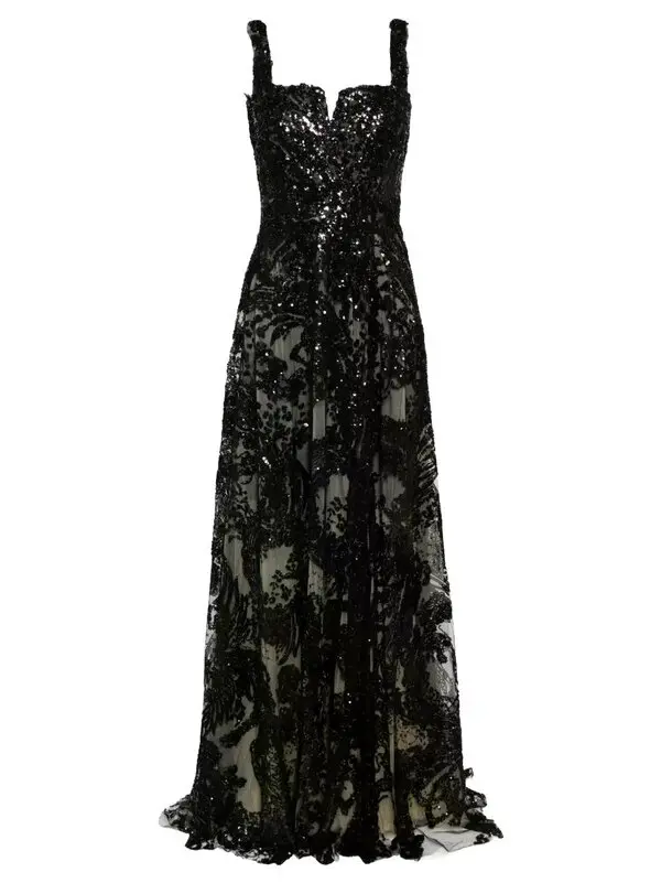 SAIID KOBEISY Sequin-embroidered Dress - Black