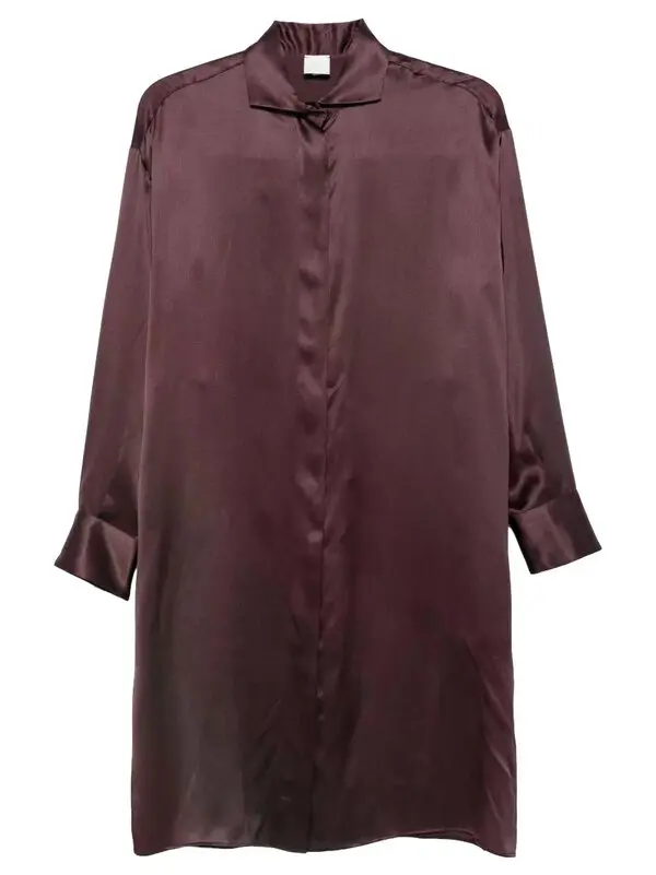 Eleventy Long-sleeve Silk Midi Dress - Purple