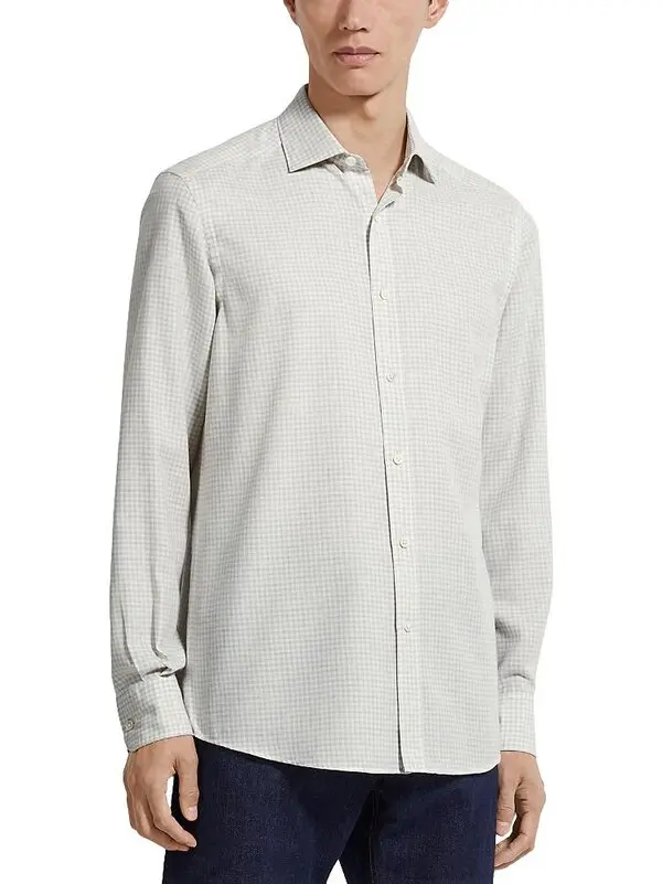 Zegna Cashco Regular Fit Shirt - Light Grey/white