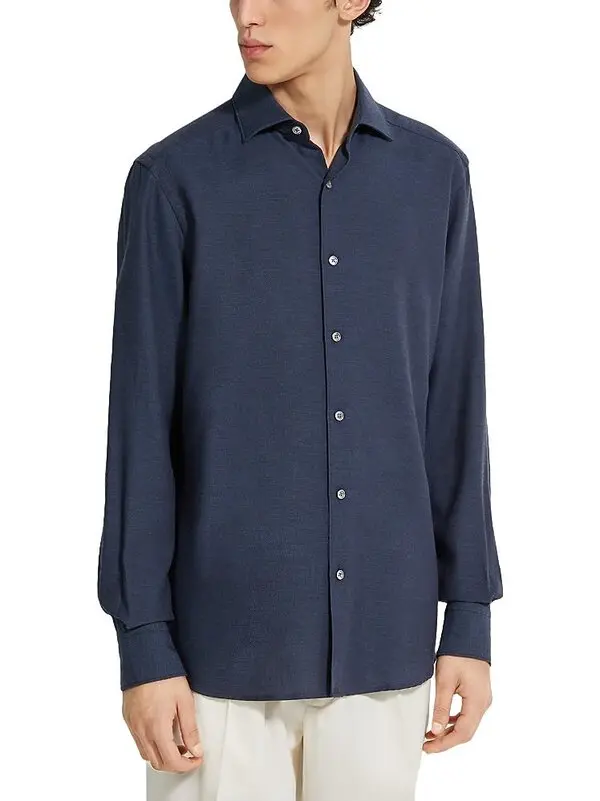 Zegna Cashco Regular Fit Shirt - Navy Blue