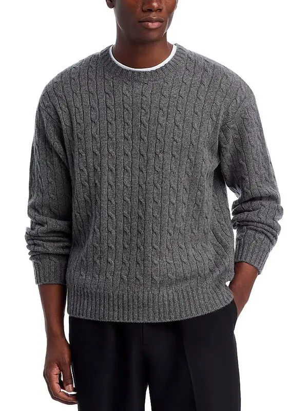 FRAME Cashmere Cable Crewneck Sweater - Charcoal