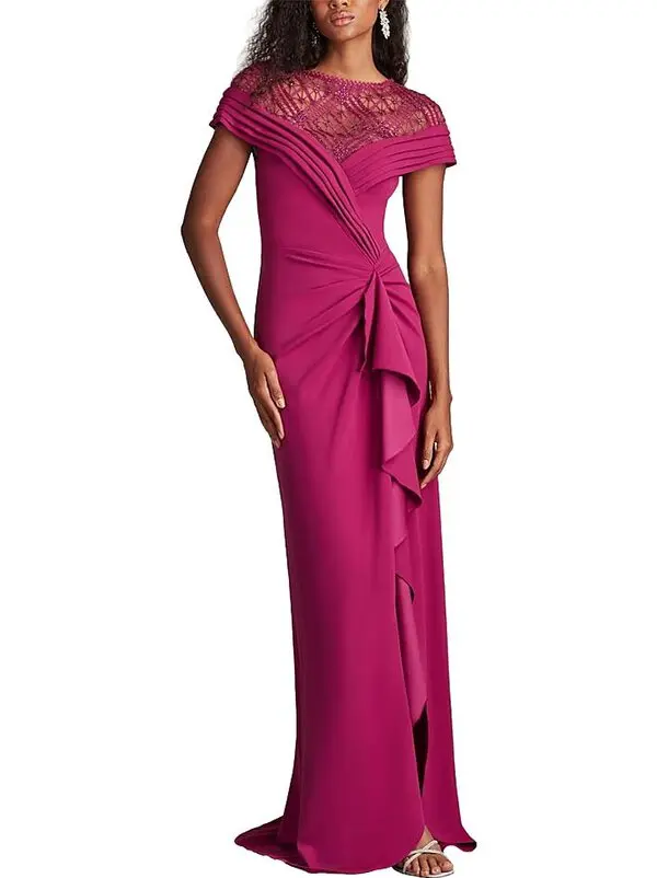 Tadashi Shoji Yura Waterfall Flounce Gown - Purple