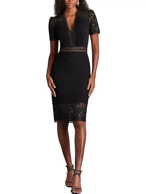 Tadashi Shoji Brone Illusion Lace Cocktail Dress - Black