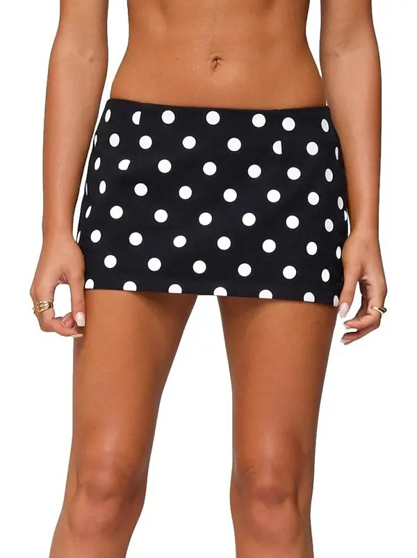 EDIKTED Noreen Polka Dot Mini Skort - Black And White