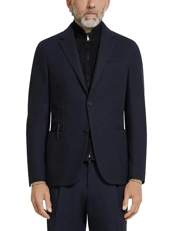 Zegna High Performance Jersey Sweater Jacket - Navy Blue