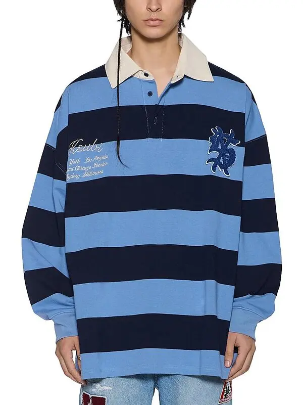 Ksubi Rugged Rugby Long Sleeve Polo - Light Blue