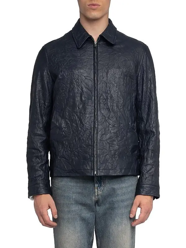 Zadig&Voltaire Loumy Crinkle Leather Jacket - Encre