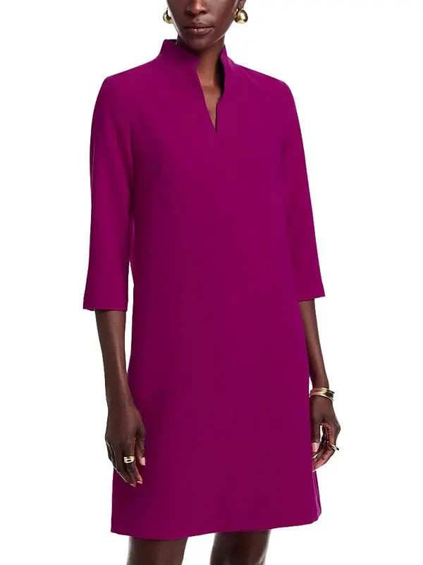 Caroline Rose Mandarin Collar Dress - Fuchsia