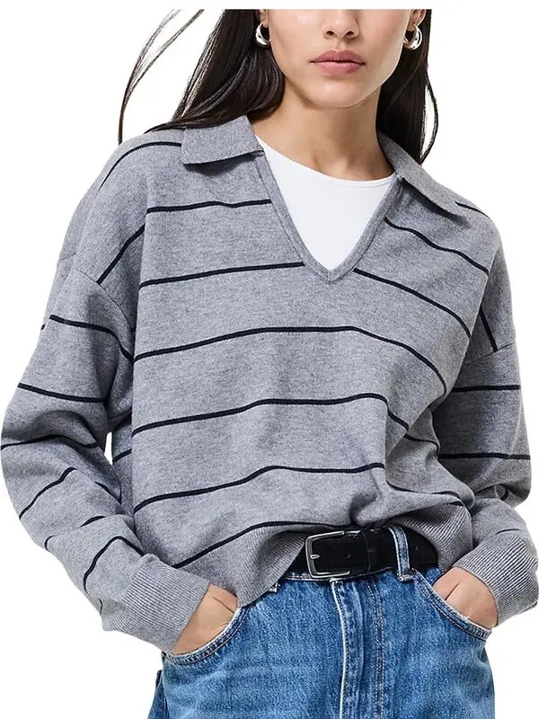 French Connection Sloane Striped Sweater - Heather Gray/winter