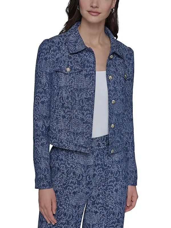 Karl Lagerfeld Paris Cropped Jean Jacket - Med Wash D